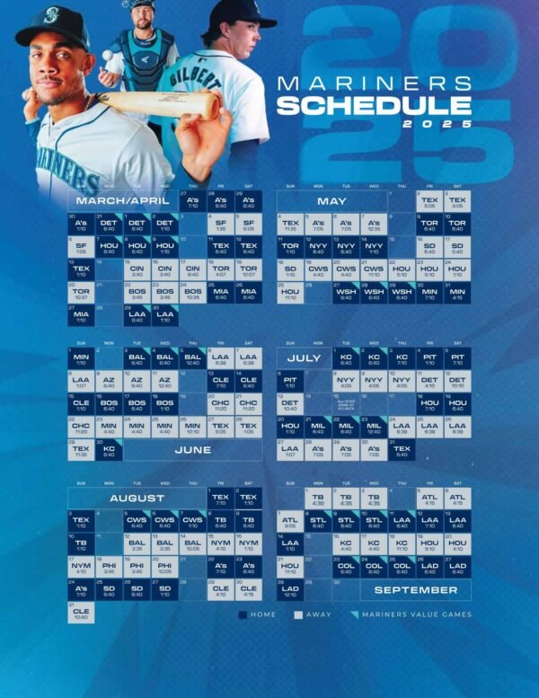 Seattle Mariners Schedule 2025: Printable FREE PDF Download